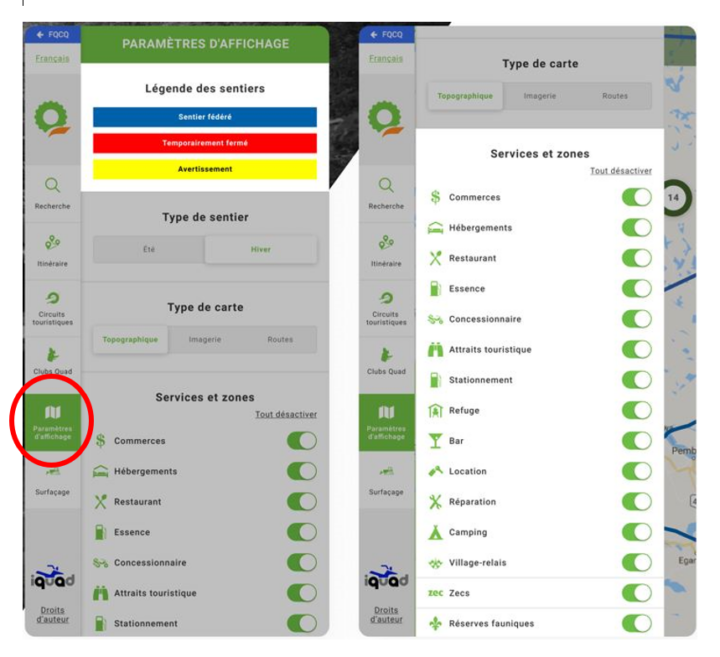 Amélioration de la carte interactive (iQuad version Web) – FQCQ