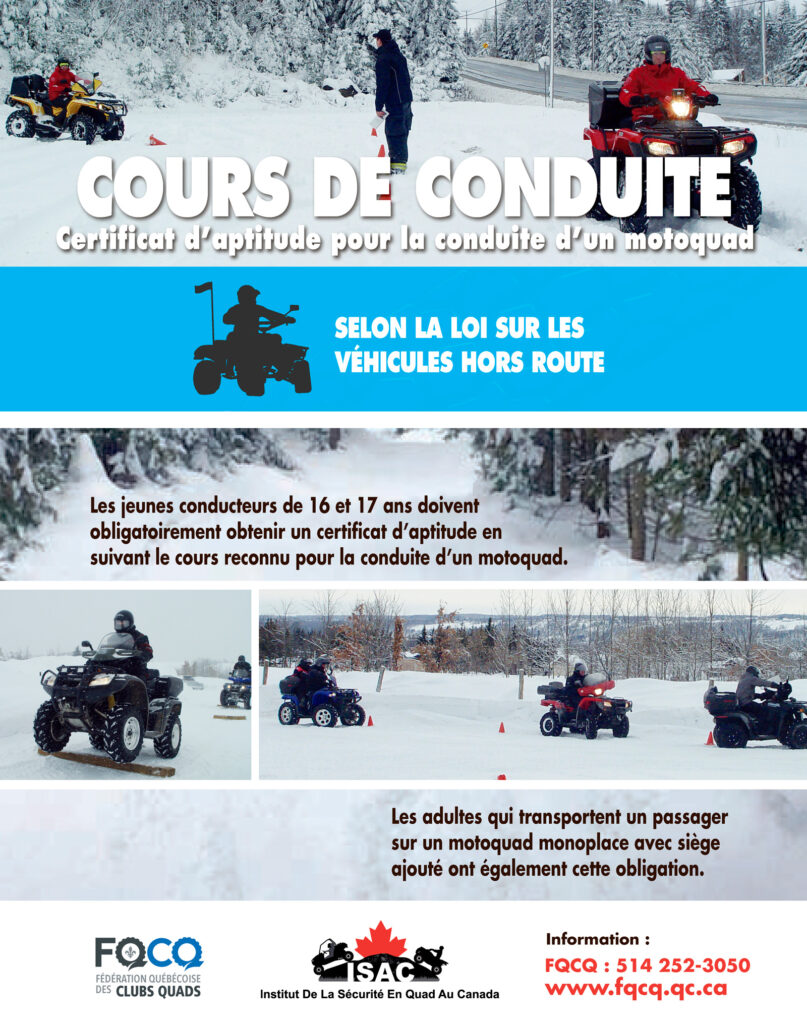 COURS DE CONDUITE (MISE À JOUR COVID-19) - Québequad